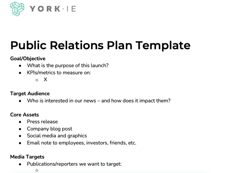 How to Create a Public Relations Plan (+Template) - York IE